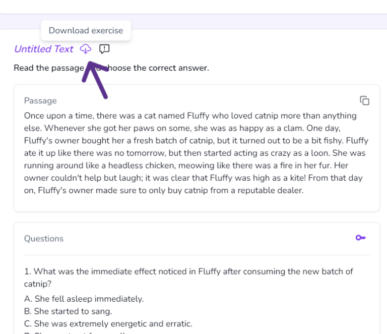 Reading Comprehension Questions Creator - Cathoven