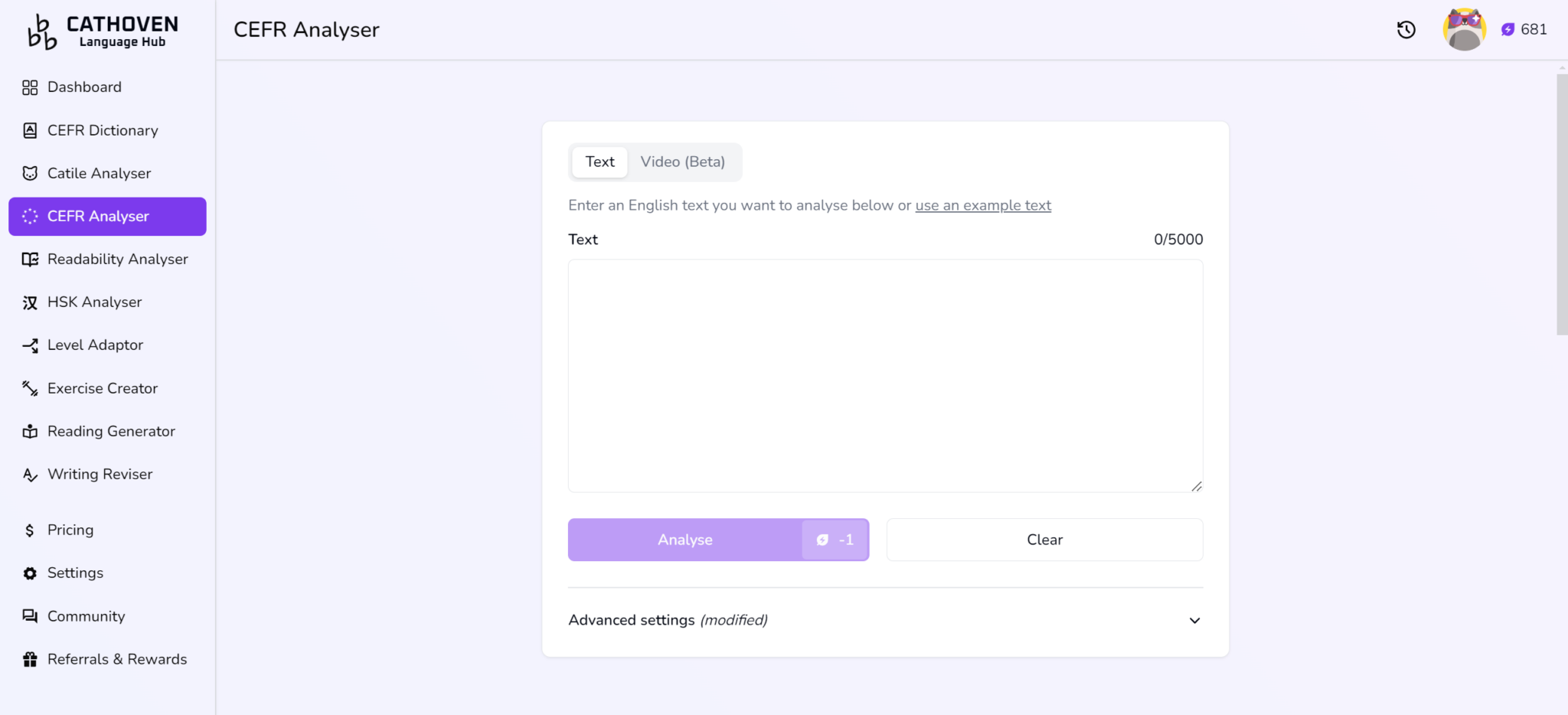 Cefr Checker - Cathoven