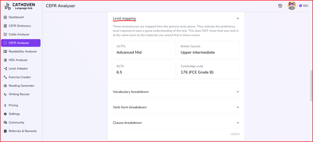 Cefr Checker - Cathoven